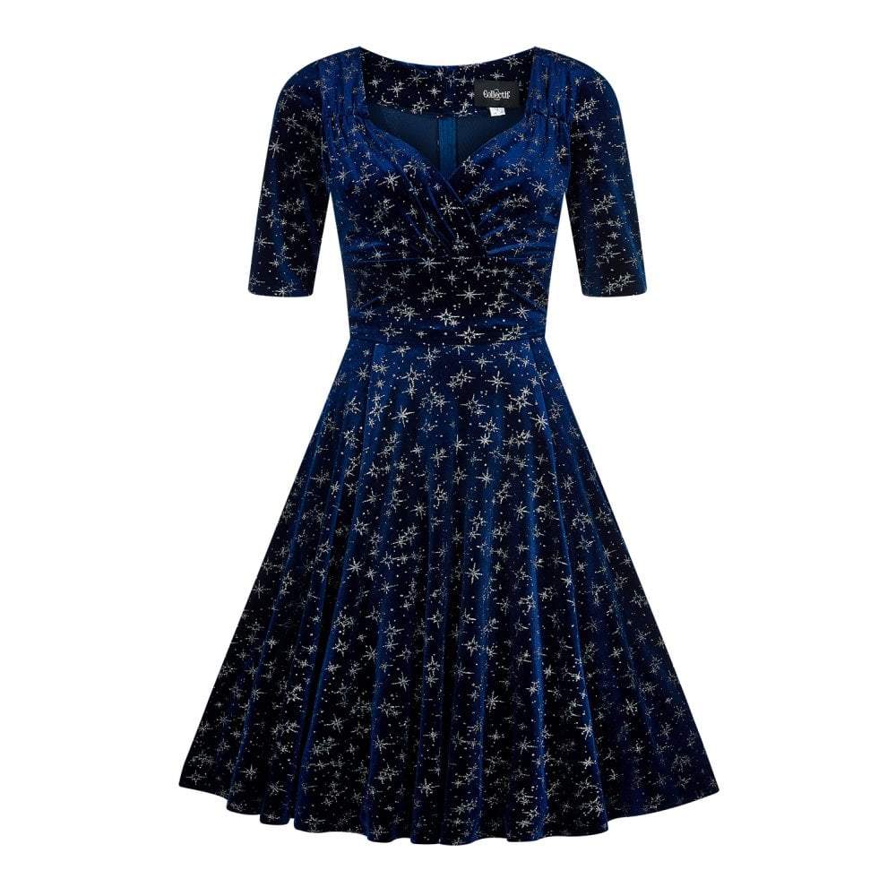 Robe circulaire en velours, style années 50, avec étoiles scintillantes ...