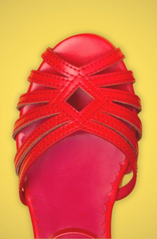 Sandale à plateforme style vintage, Jennifer Wedge rouge, Lulu Hun